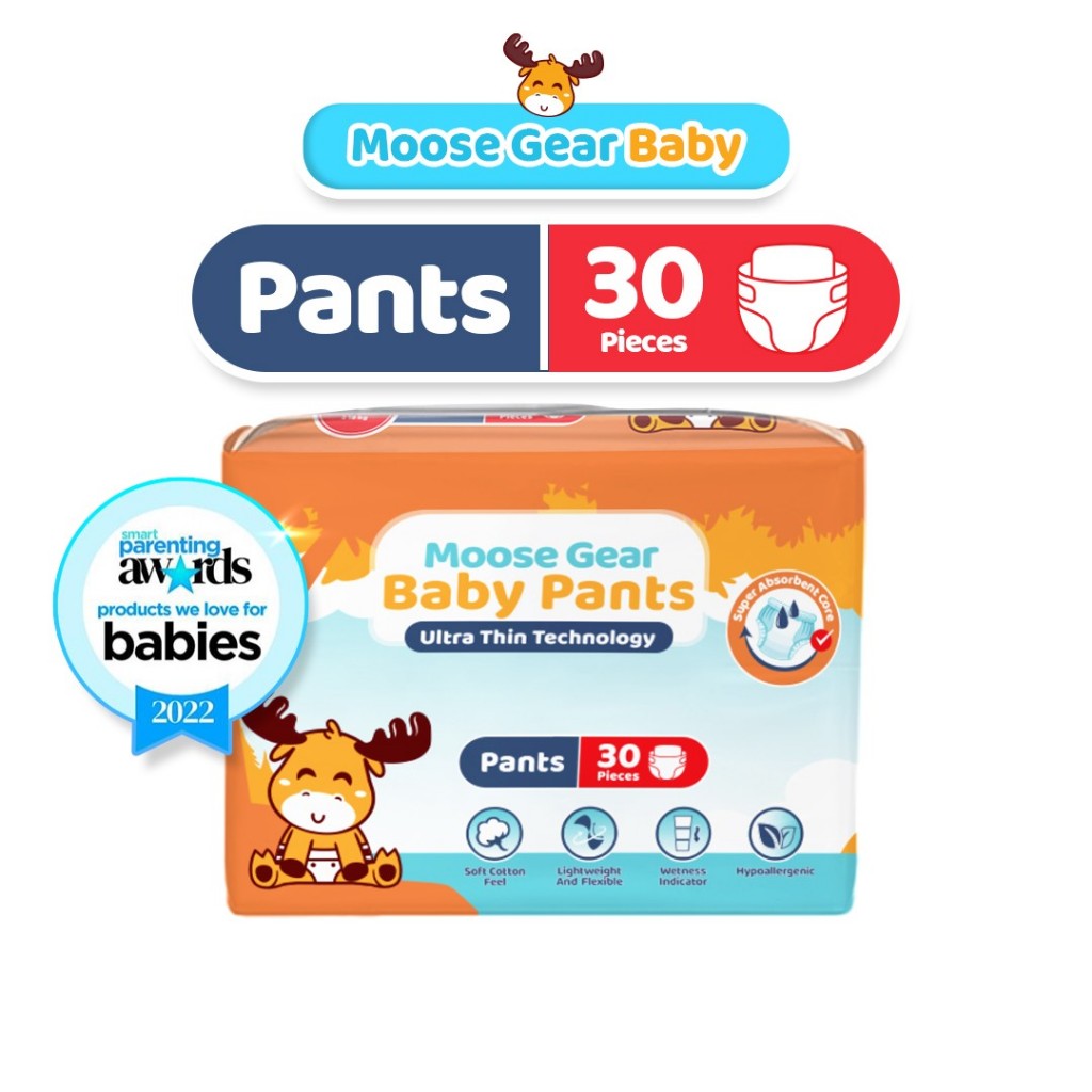 Moose Gear Baby Pants Diaper 30pcs Hypoallergenic Super Absorbent No ...