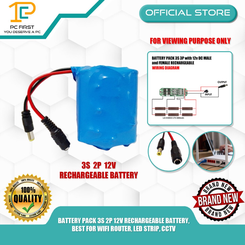 PC FIRST BATTERY PACK 3S 2P 12V RECHARGEABLE BATTERY, BEST FOR WIFI ...