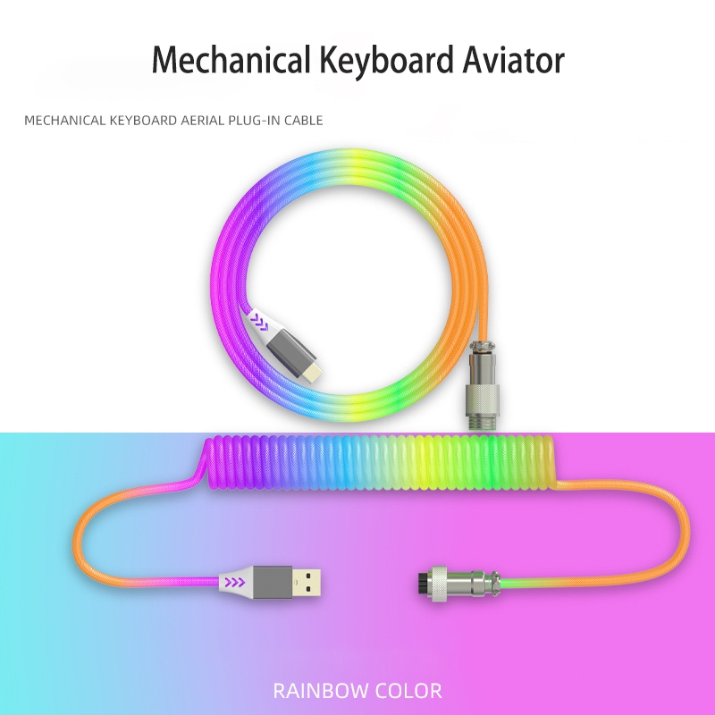 Mechanical Keyboard Aviation Connector Type-C USB Keyboard Coiling ...