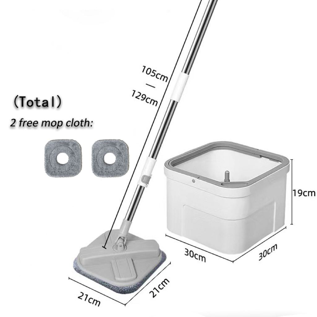 Square rectangular rotary mop with 2 cloth plate self-washing 360 ...