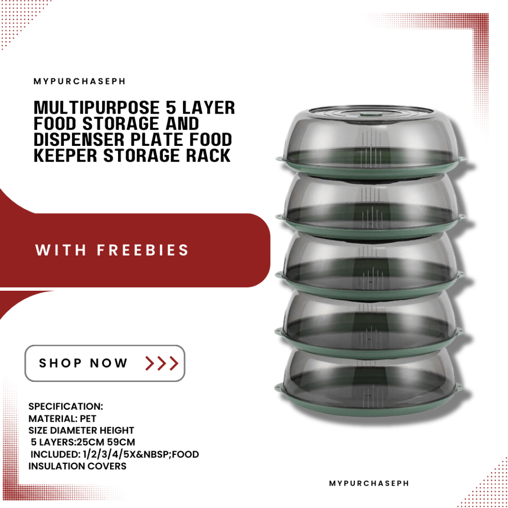MULTIPURPOSE 5 LAYER FOOD STORAGE AND DISPENSER PLATE FOOD KEEPER ...