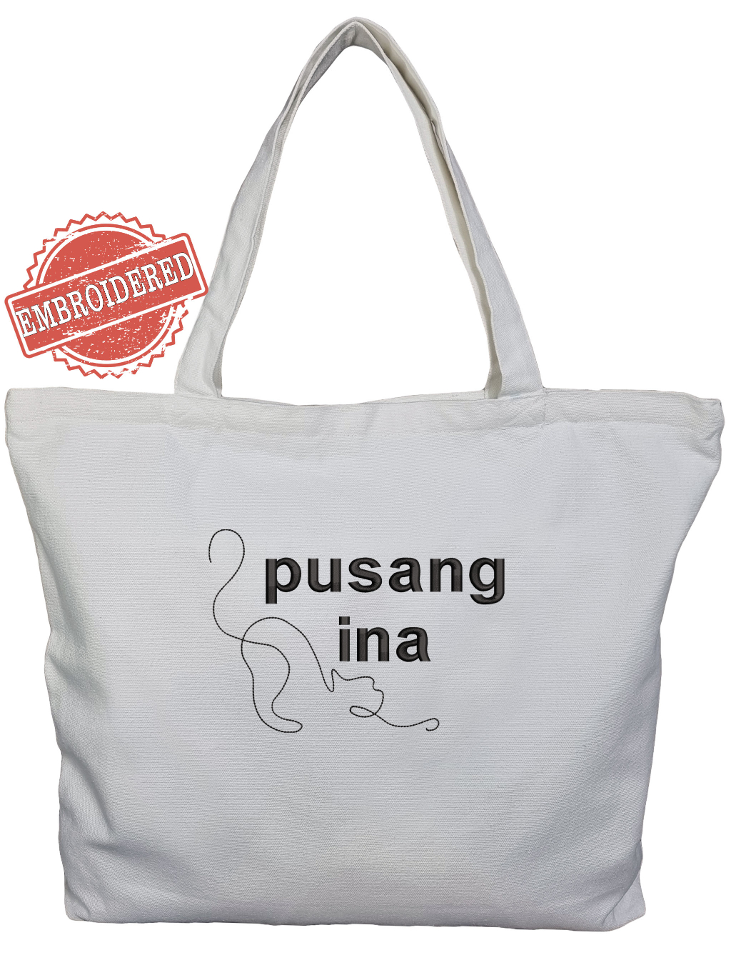 Embroidered Canvas Tote Bag - Pusang Ina | Shopee Philippines