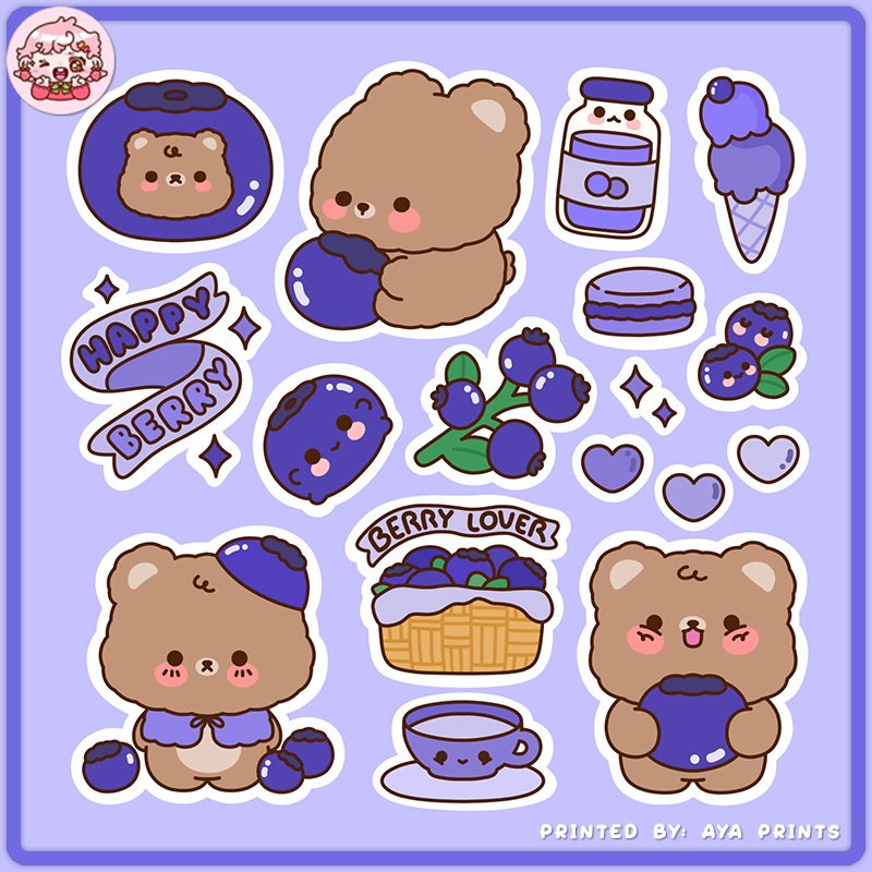Adorable Blueberry Bear Stickers - Sweeten Your World by Satchi ...