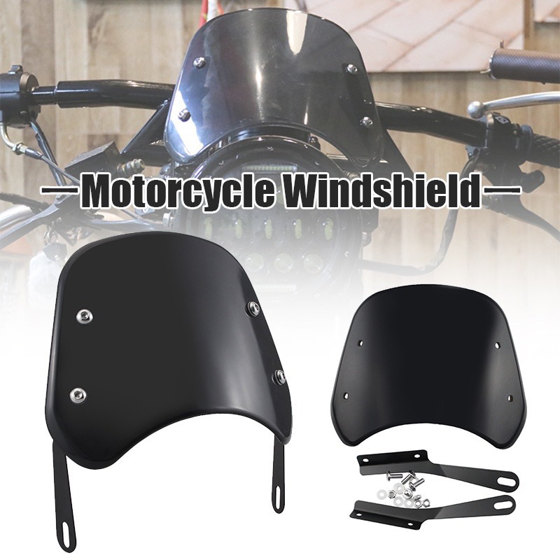 Motorcycle Windshields Universal Windscreen w/Mount Bracket Fit 5 to 7 ...