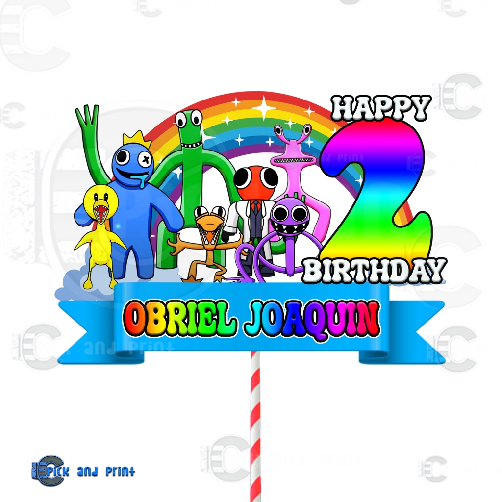 Personalized / Customized Rainbow Friends Theme Cake Topper for DIY ...