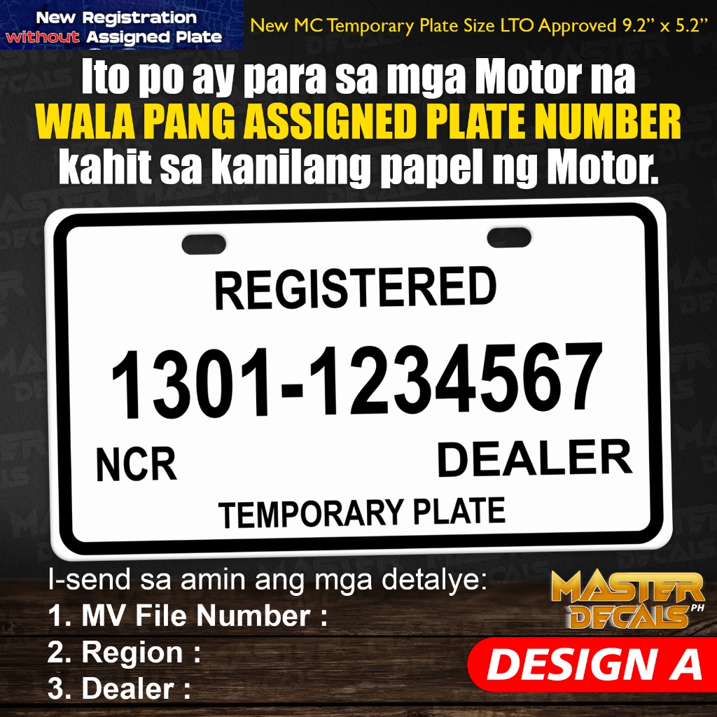 TEMPORARY MOTORCYCLE PLATE 2023 (NEW LTO FORMAT) New Size Standard ...