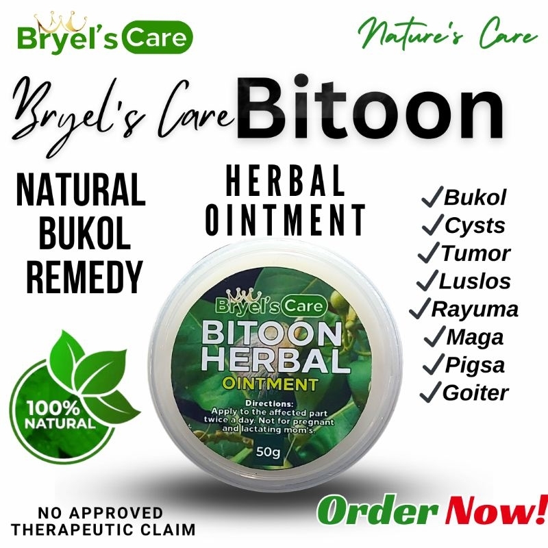 Bryel's Care Natural Bitoon Herbal Ointment 50g/10g Remedies for Goiter, Bukol, Cysts, Lumps ...
