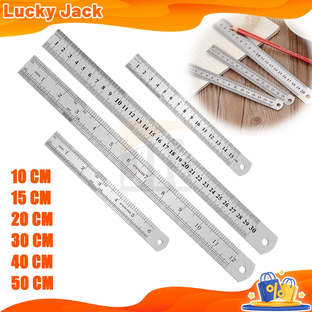 10 To 50CM Stainless Steel Metal Ruler Drawing Measurement Stationery ...