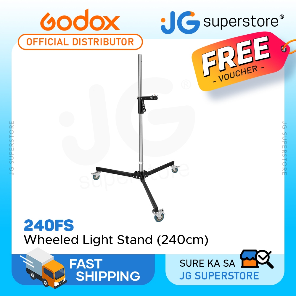 Godox 240FS Wheeled Light Stand w/ 240cm Max Height, Braking Caster ...