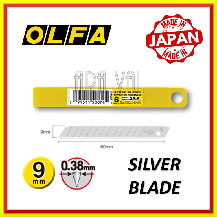 Olfa AB-6 Blades 6PCS Per pack 9mm Silver Blade | Shopee Philippines