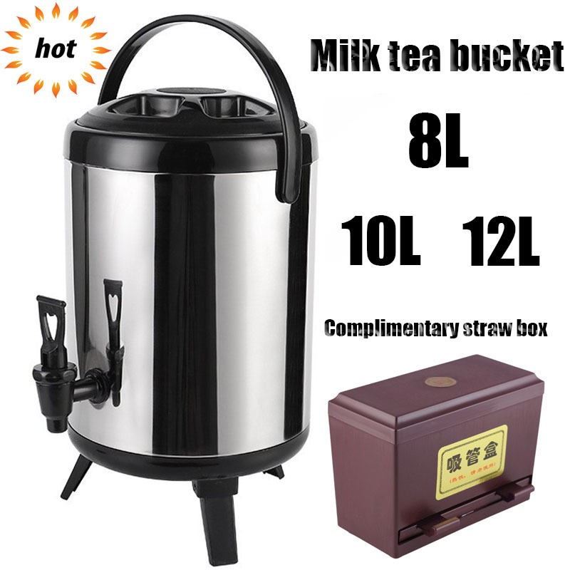 Milk Tea Thermos Bucket Stainless Steel Double Insulator Milk Tea Juice ...