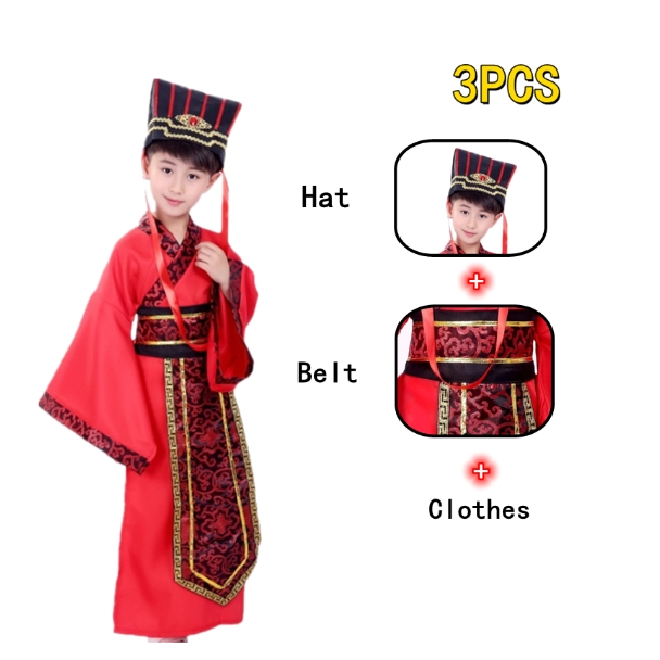 Hanfu Chinese Costume for Kids Boy Cosplay Ancient Korean Costume Red ...