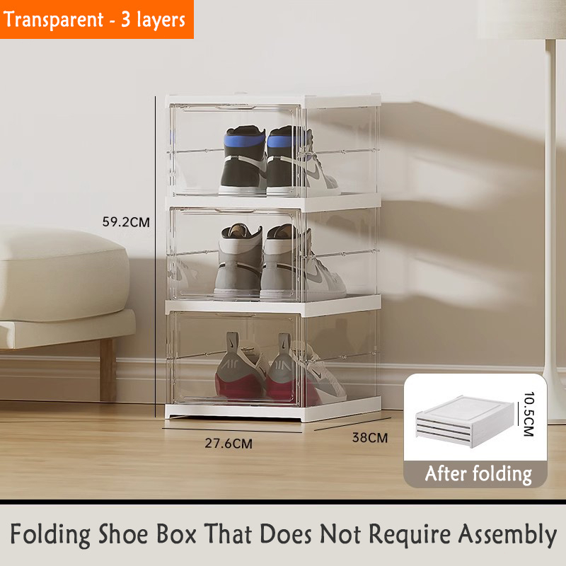 Foldable Transparent Shoe Box Shoes Rack Storage Box Shoe Organizer ...