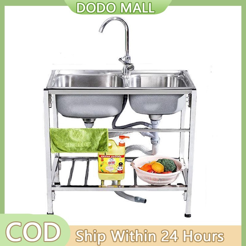 Lababo Portable kitchen sink stainless Stand 304 household Double Sink ...