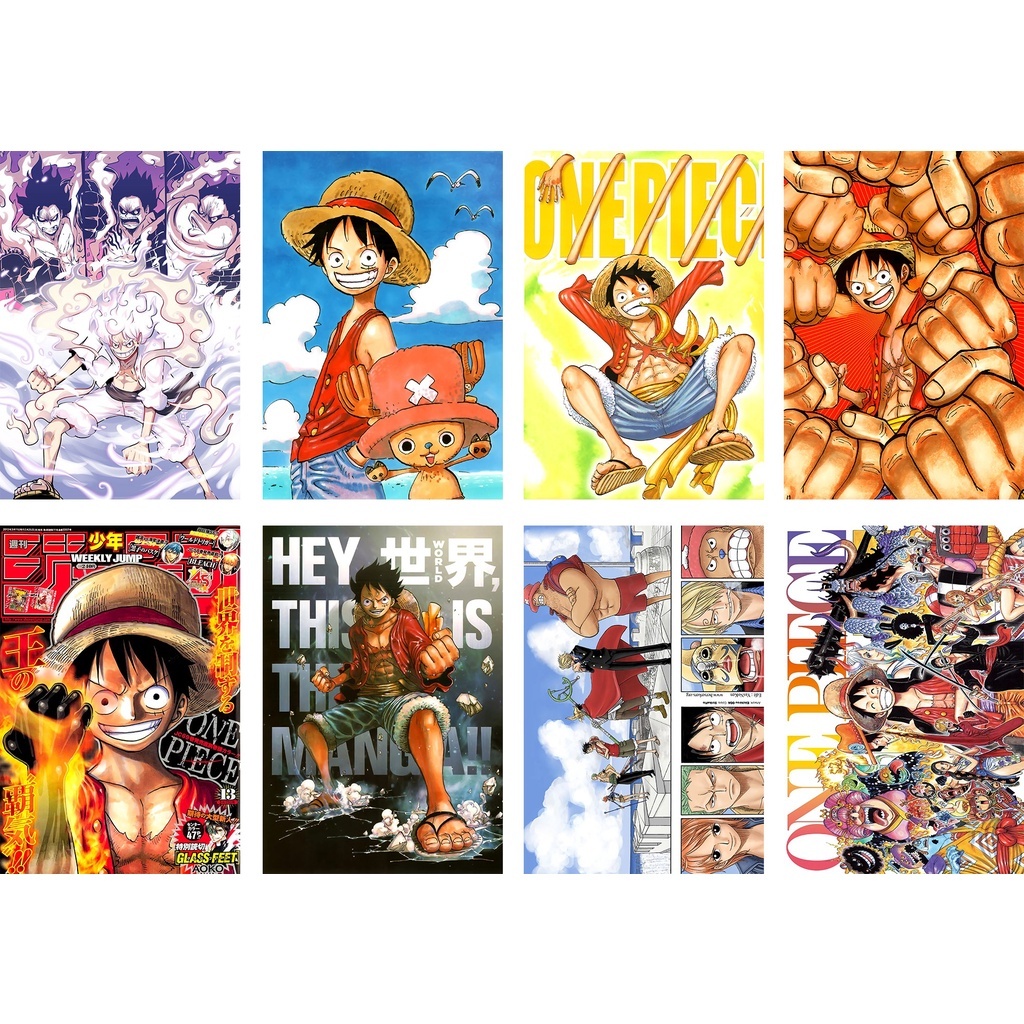 8pcs Anime Posters One Piece Poster Genshin Impact Luffy Decor | Shopee ...