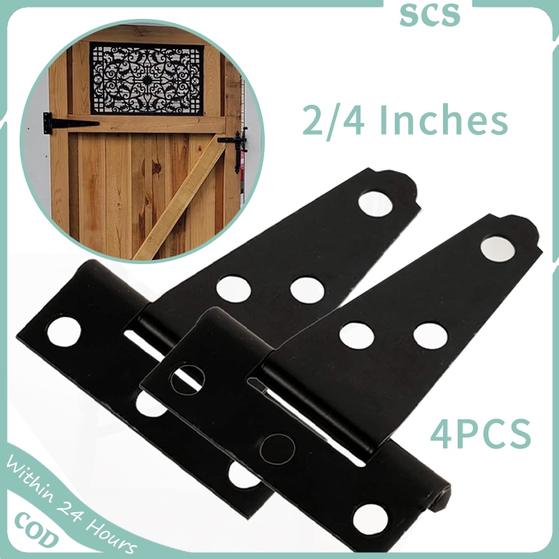 4pcs T-Shaped Barn Door Hinges Black Triangle Hinge Slotted Bearing ...
