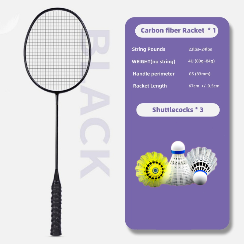 4U G5 24lbs Badminton Racket Original Carbon Full Fiber Professional ...