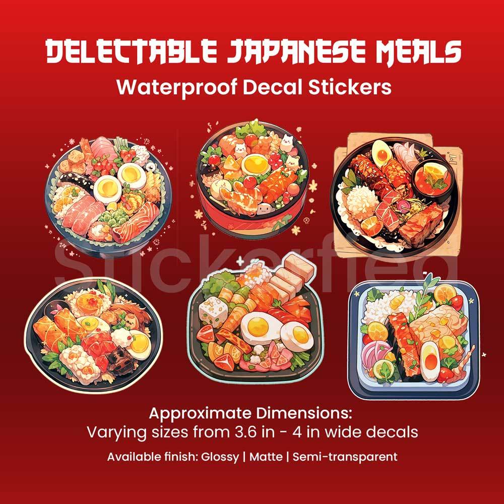 Delectable Japanese Meals Sticker Set (Set of 4) Waterproof Vinyl ...