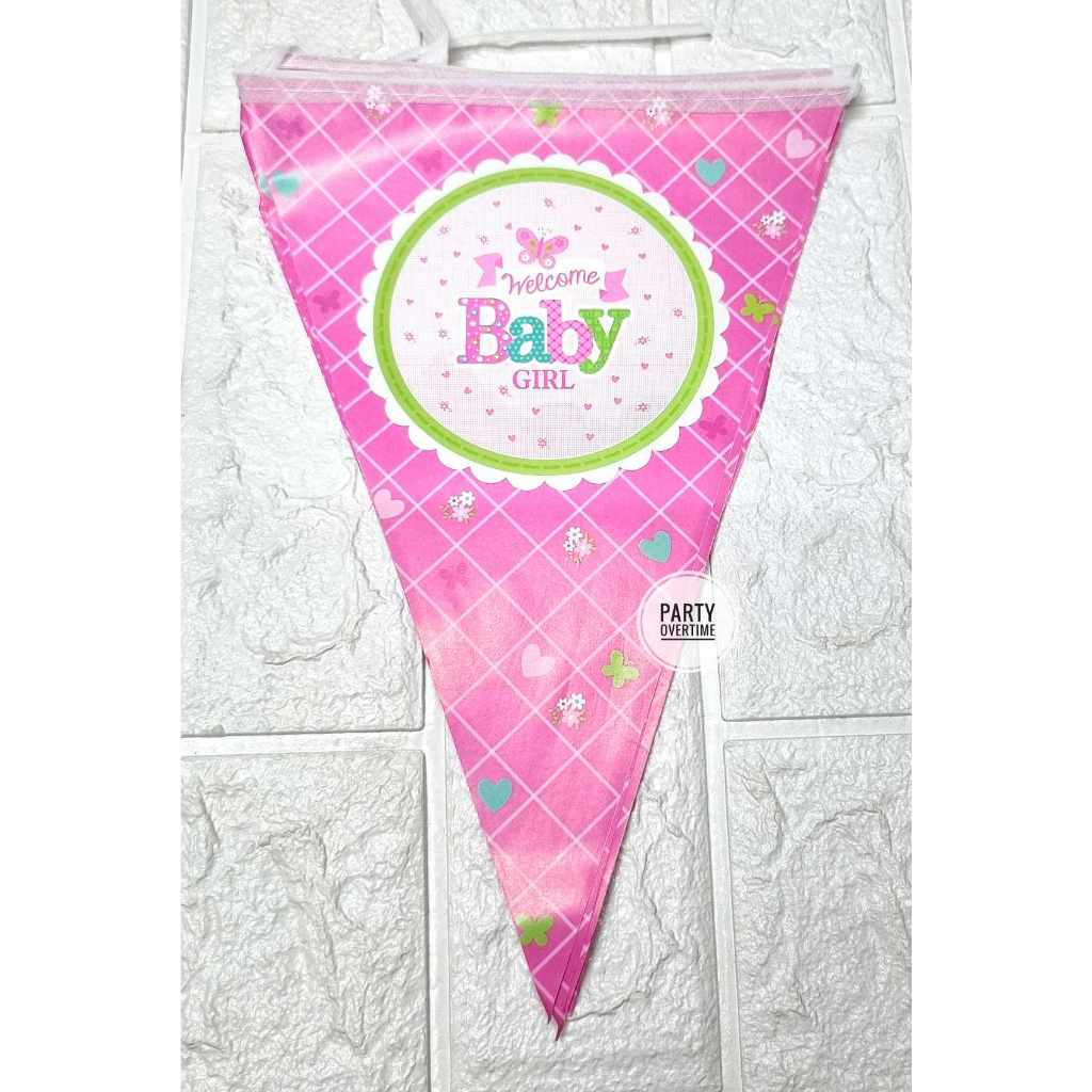 Welcome Baby Girl Banderitas Triangle Flag Banner Birthday Christening ...