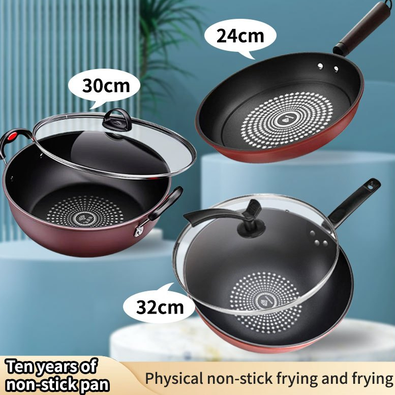 Non Stick Frying Pan kitchen cookware set 4 pcs Kawali wok pot Die-Cast ...