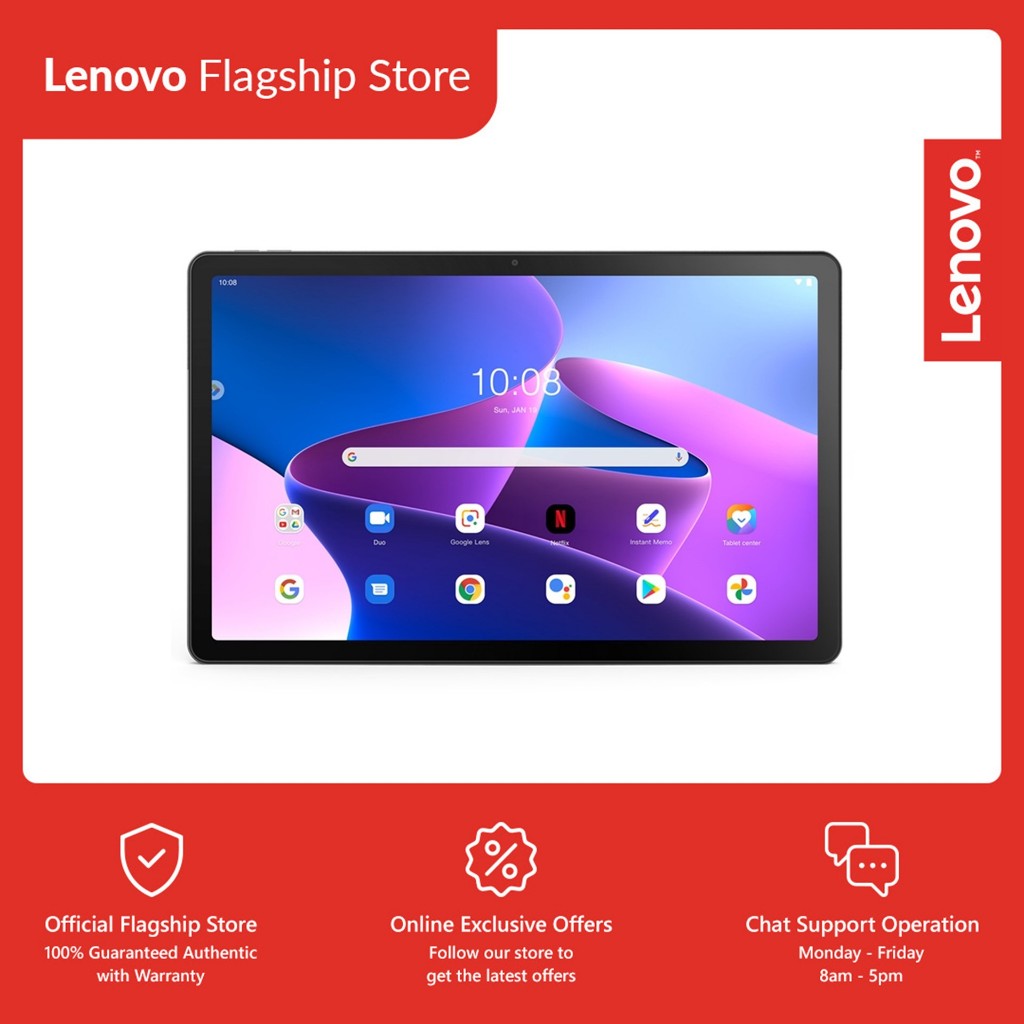 Lenovo Tablet M10 Plus 3rd Gen LTE (ZAAN0152PH), 4GB + 64GB with MicroSD Card, 1 year Warranty ...