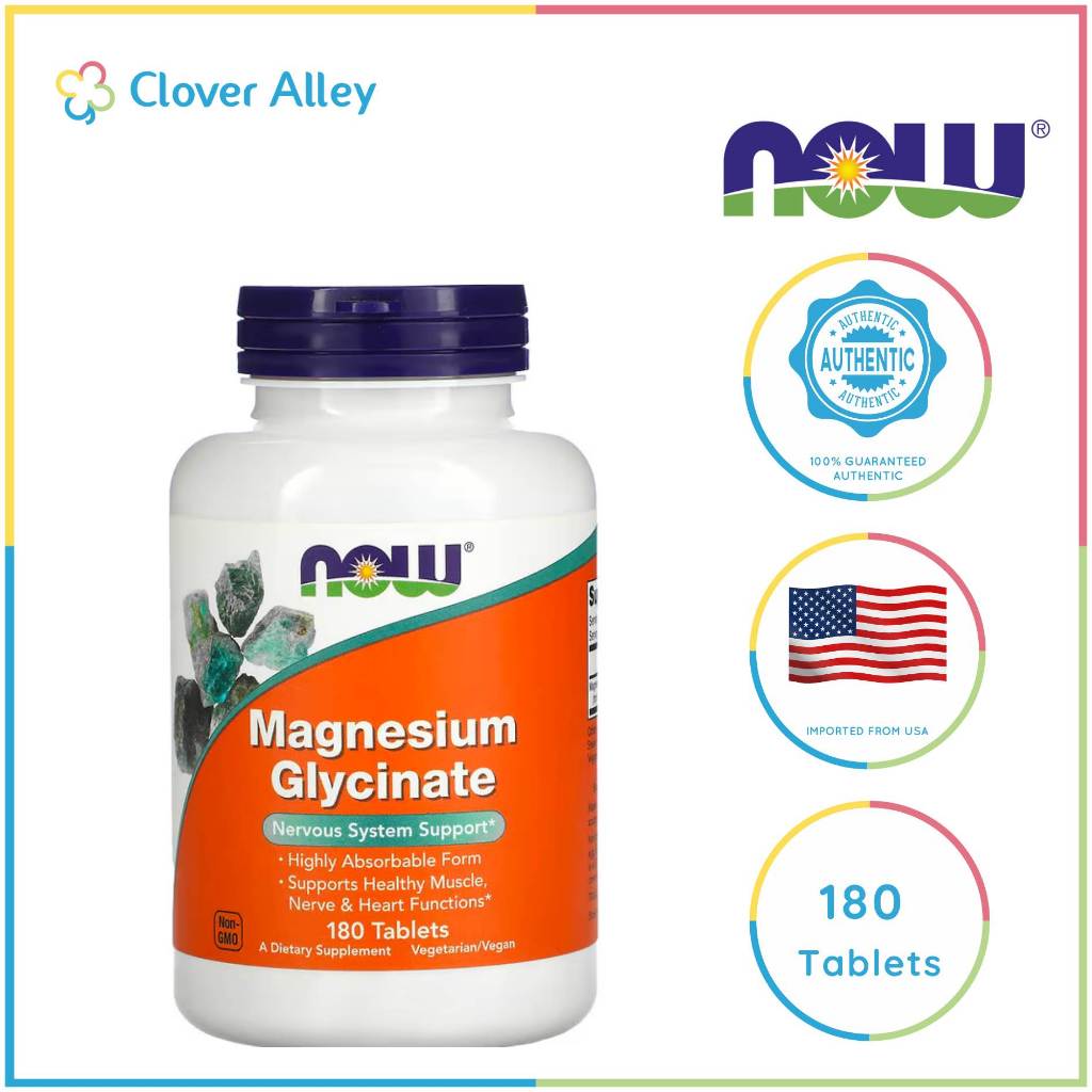 NOW Magnesium Glycinate, 180 Tablets (04/2029 Expiry) | Shopee Philippines