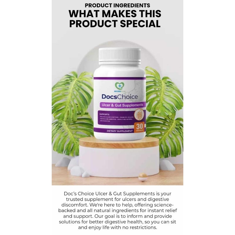 DOCS CHOICE ULCER AND GUT SUPPLEMENT (30 capsules) helps alleviate the ...