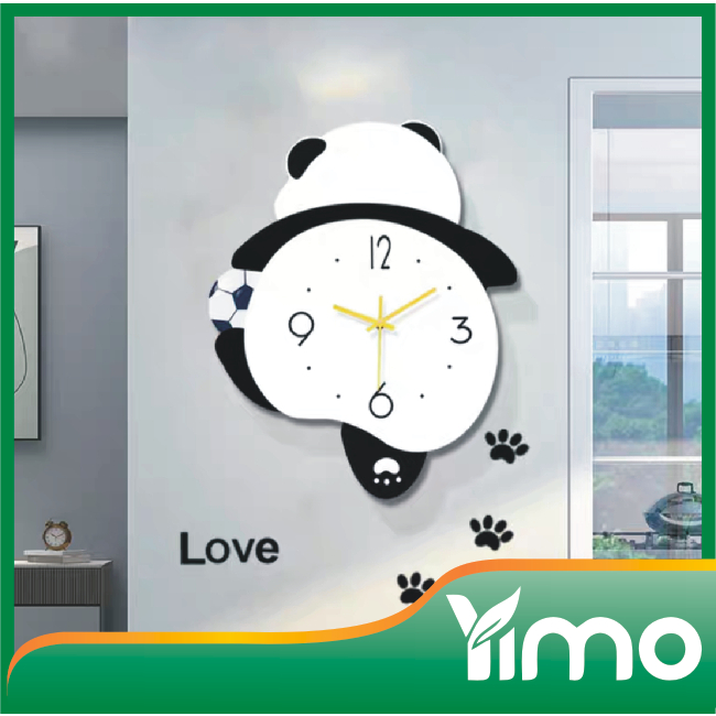 Panda clock hanging clock living room bedroom office mute creative ...