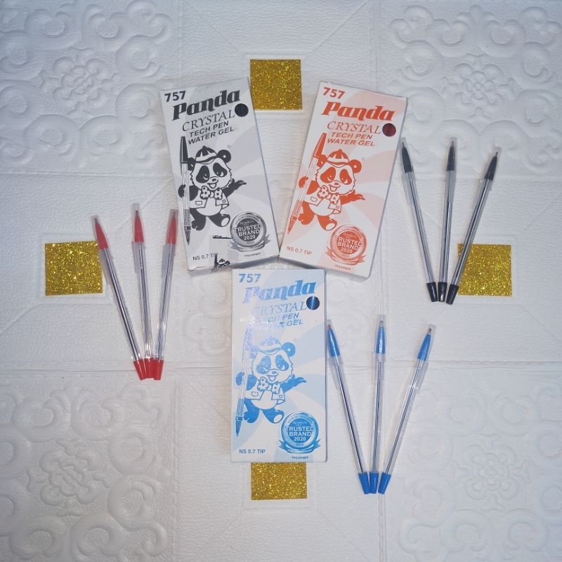 25 Pieces Panda Crystal Ball Point Pen ( BLACK,RED,BLUE) | Shopee ...