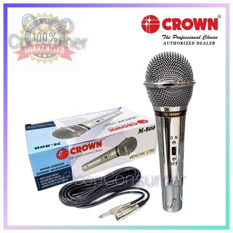 CROWN M-800 Corded Microphone w/ 10 meters cord, High Quality Voicecoil ...