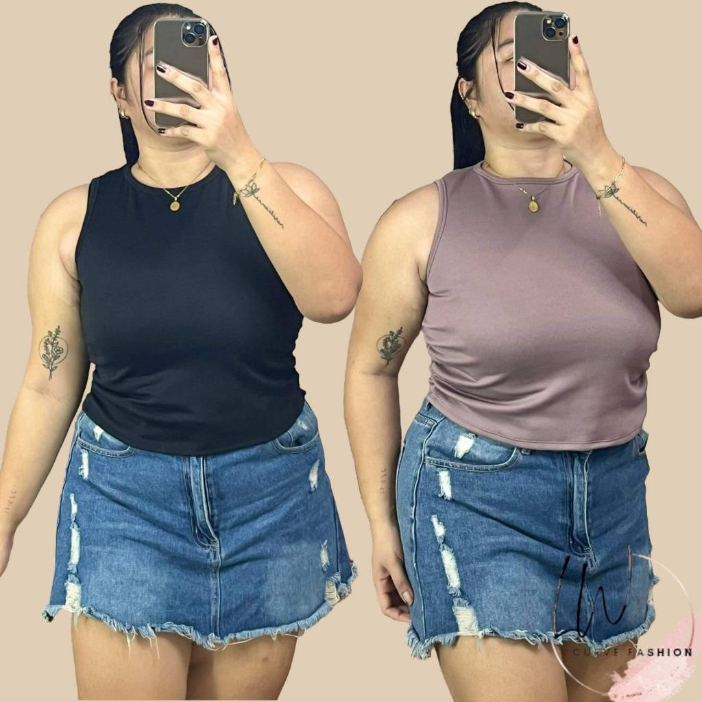 Clair Cheapest Trendy Plus Size Inner Crop Top Side Ruche | Shopee ...