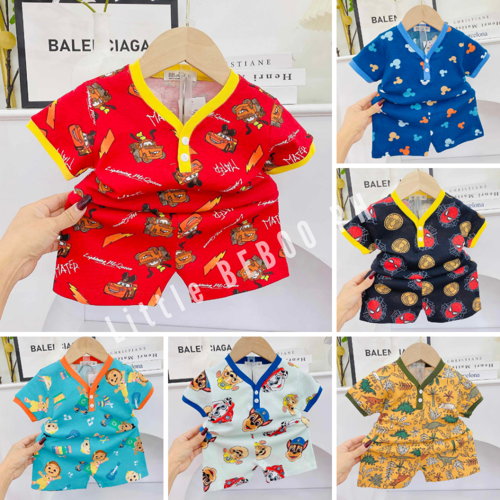 BB Angel V-neck Shirt and Short Terno Pambahay Set Cotton Made in ...