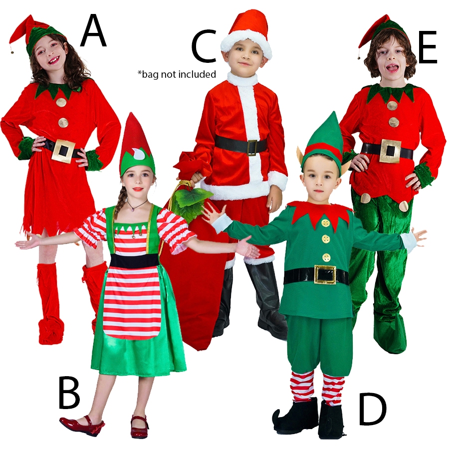 Christmas Elf Costume for Kids Boys Girls Santa Claus Costume for ...