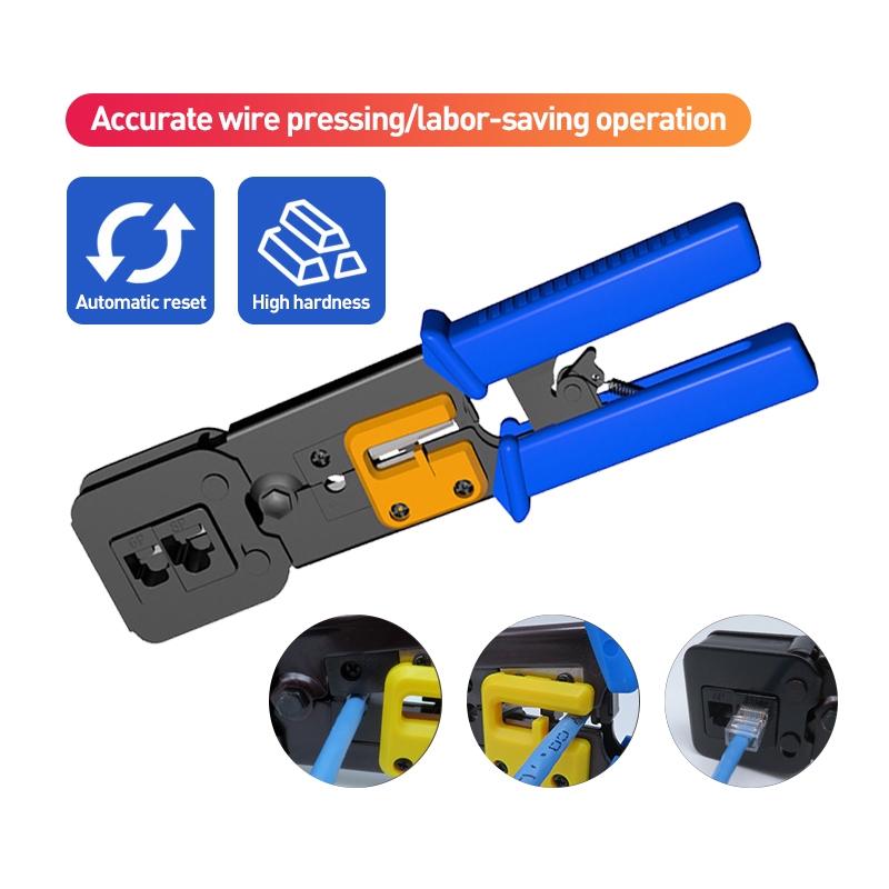 RJ45 Crimper Tool Pass Through Cat5 Cat5e Cat6 Crimper Cutter Stripper ...