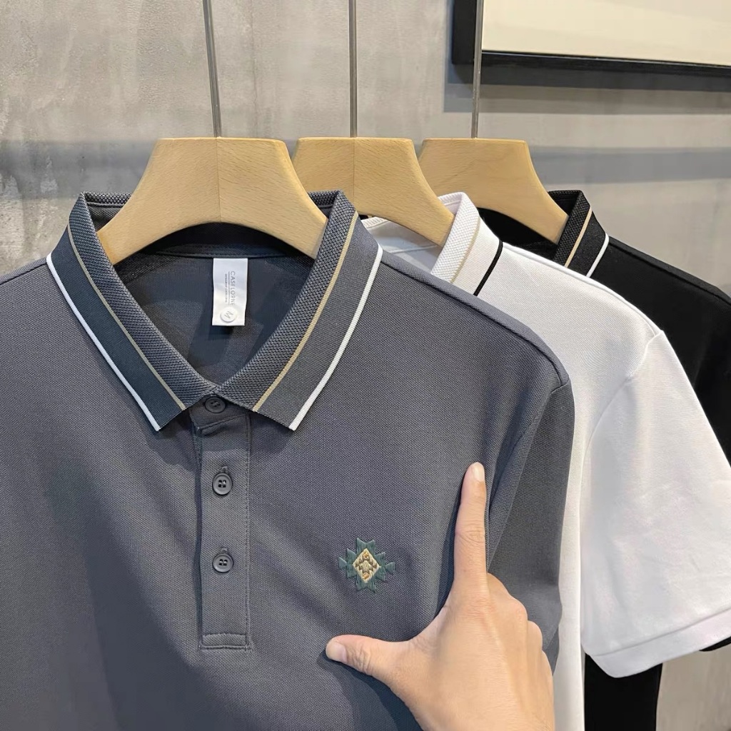 Lucky #T603 Collar Shirt for Men Honeycomb Cotton Embroidered Logo Polo ...