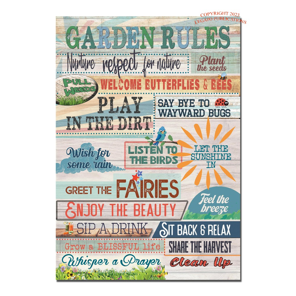 Garden Rules Wall Decor Home Decor Wood Sign Rustic Retro Vintage ...