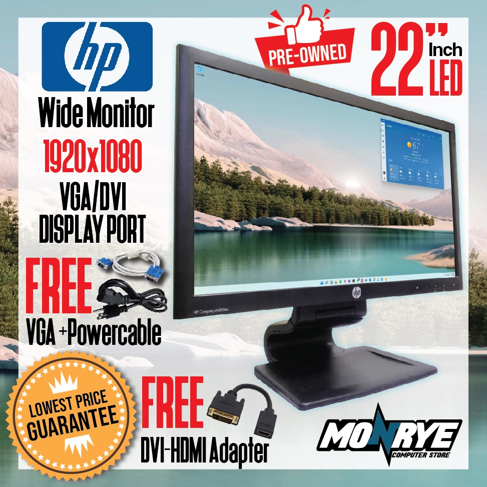 Monitors - 17 19 22 24 Inches - VGA / DISPLAY PORT / DVI / WITH CABLES ...