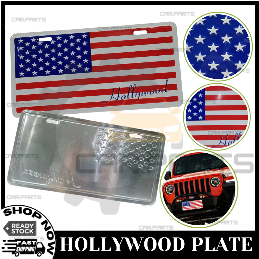 CP 1pc Hollywood Flag Aluminum Embossed Numbers Car License Plate (Non ...