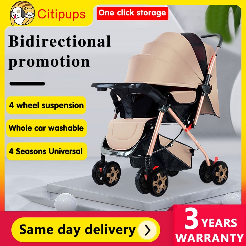 Two-way stroller can sit and lie folding portable trolley high ...