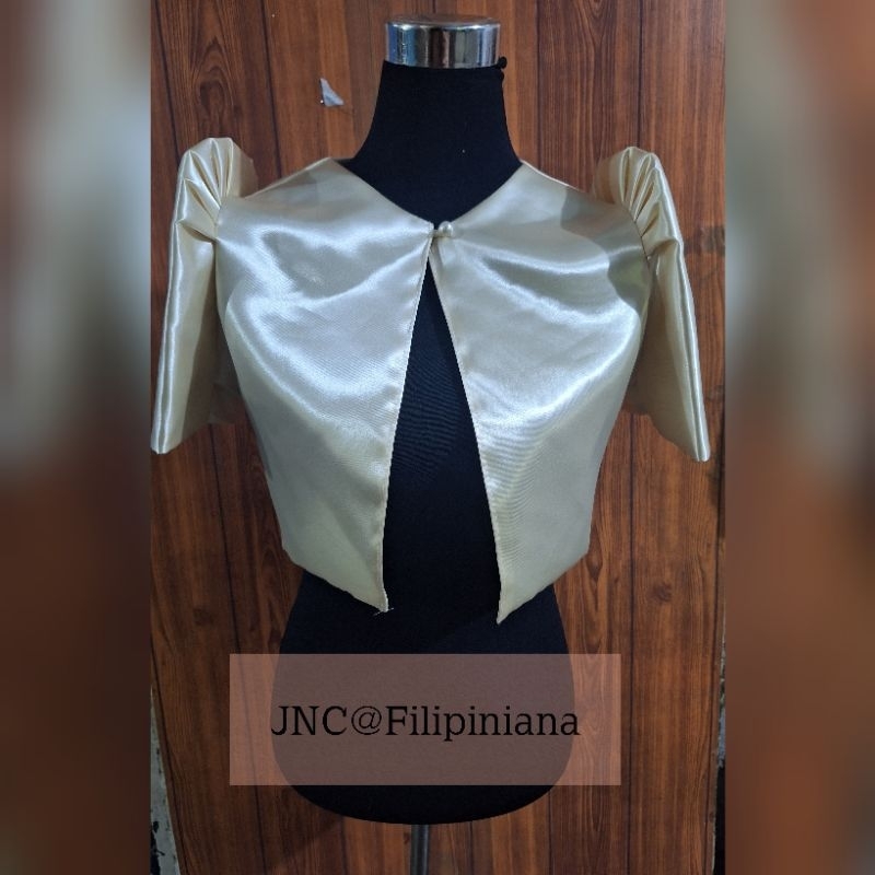 Modern Filipiniana Bolero long Satin light beige | Shopee Philippines