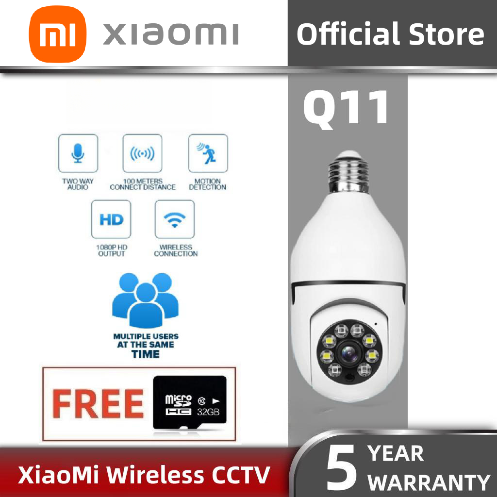 XiaoMi Wireless CCTV Camera Q11 Bulb 1080P HD Wifi Connect to Cellphone ...