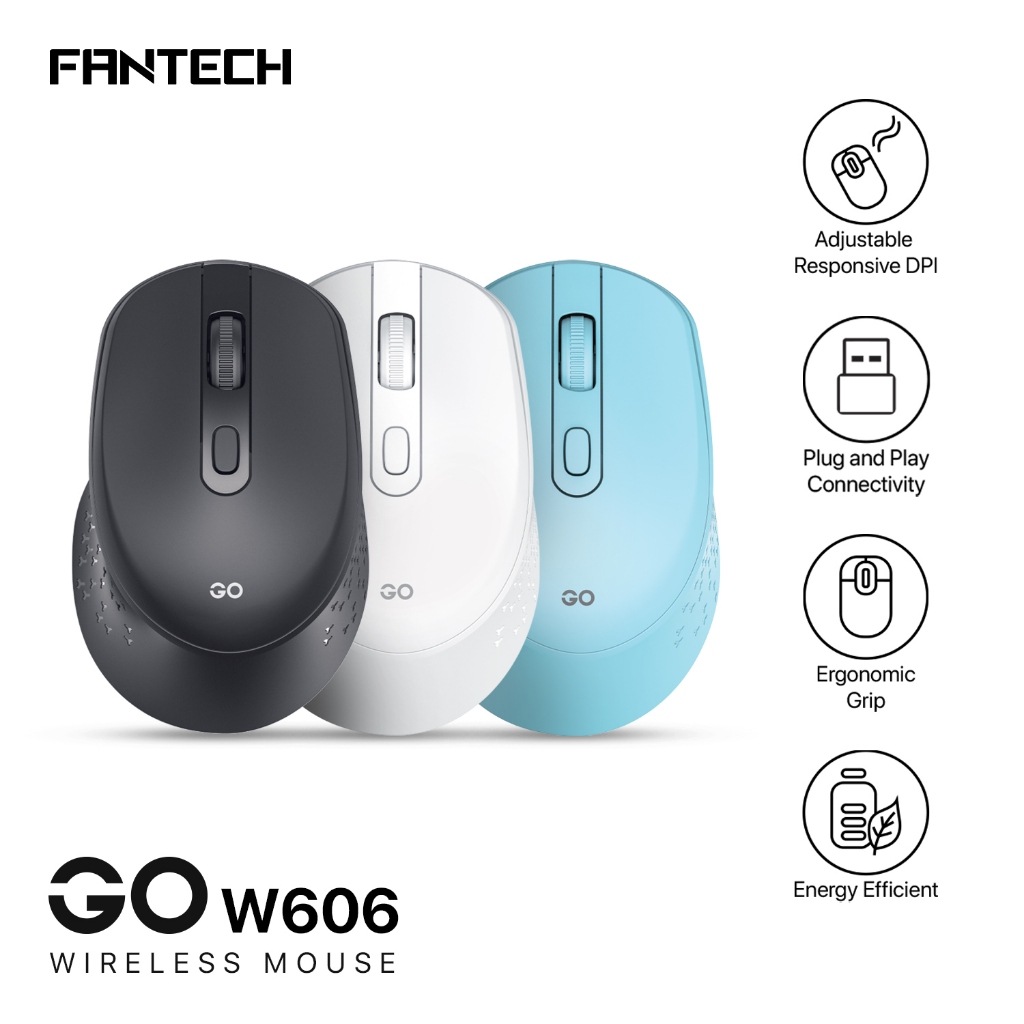 Fantech GO W606 Wireless Office Mouse Plug and Play Connectivity With Ergonomic Grip | Shopee ...