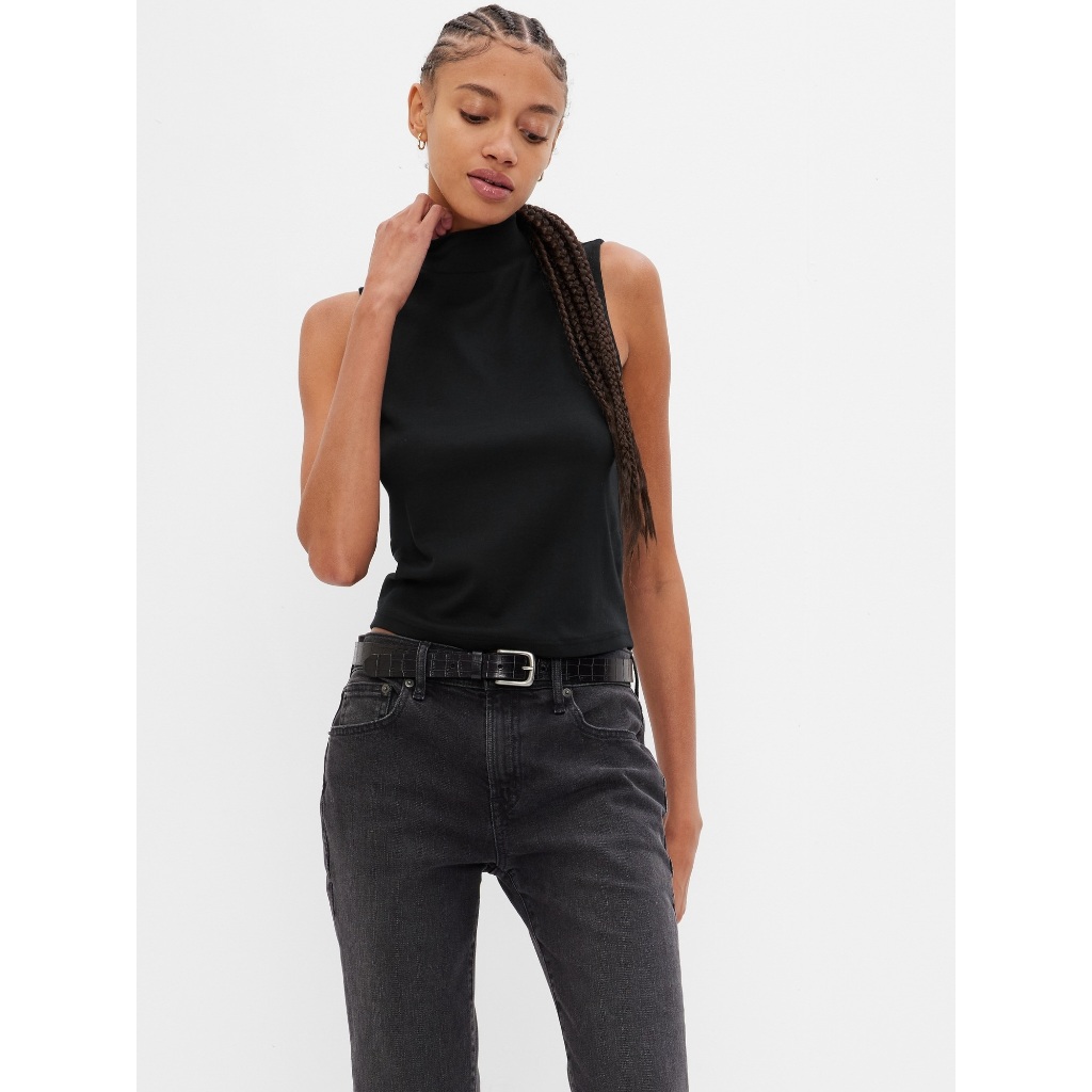 857332 Women's Modern Mock Neck Cropped Tank Top - Black | Shopee Philippines