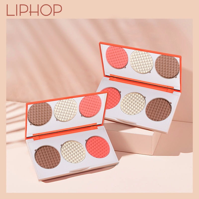 SPARKLE Liphop 3-Shade High Light Blush Trimming Disk Palette Easily ...