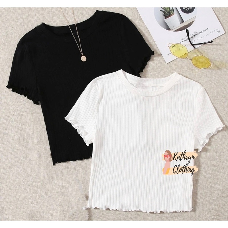 Kathryn Cotton Knit Lettuce Top 11235# | Shopee Philippines