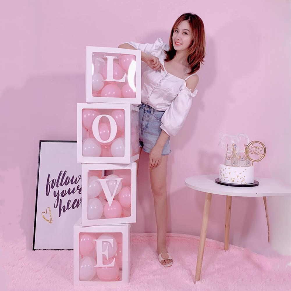 25cm Transparent Balloon Box With Number Letter Name Backdrop Party ...