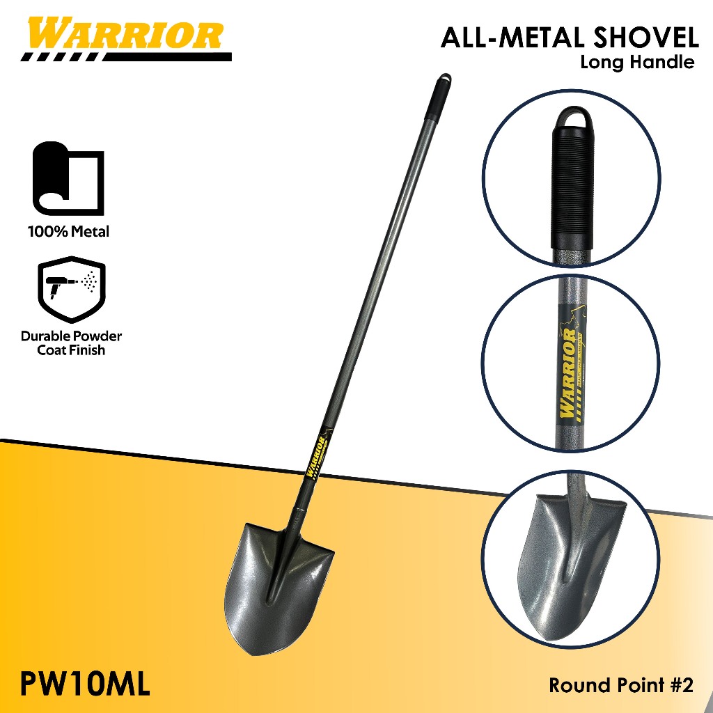 WARRIOR Shovel for Gardening and Digging (Pala) ALL METAL LONG Handle ...
