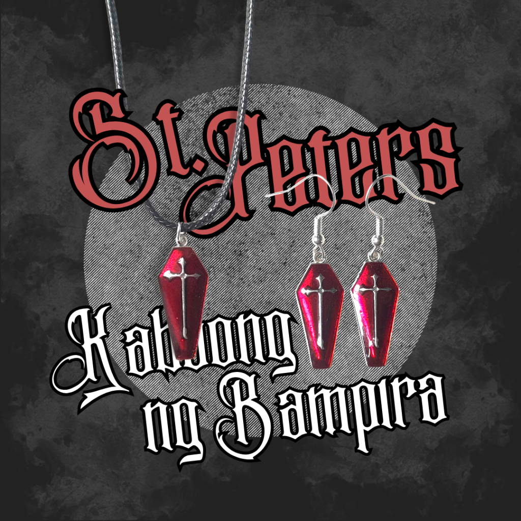 kabáong | goth red coffin earrings and adjustable choker necklace ...
