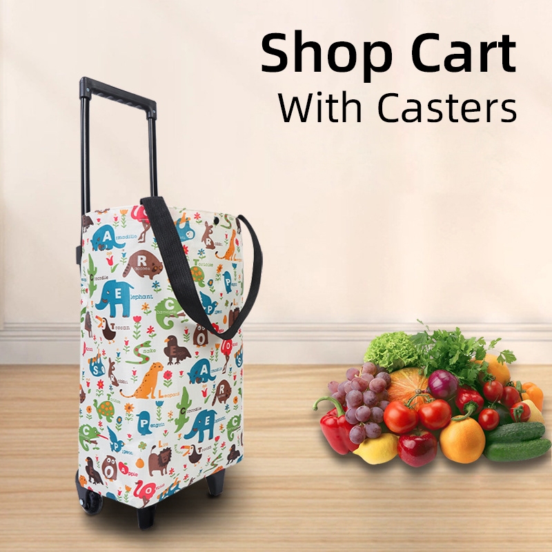 Shopping Bag Cart 2 Wheel Folding Portable Shopping Market Grocery ...