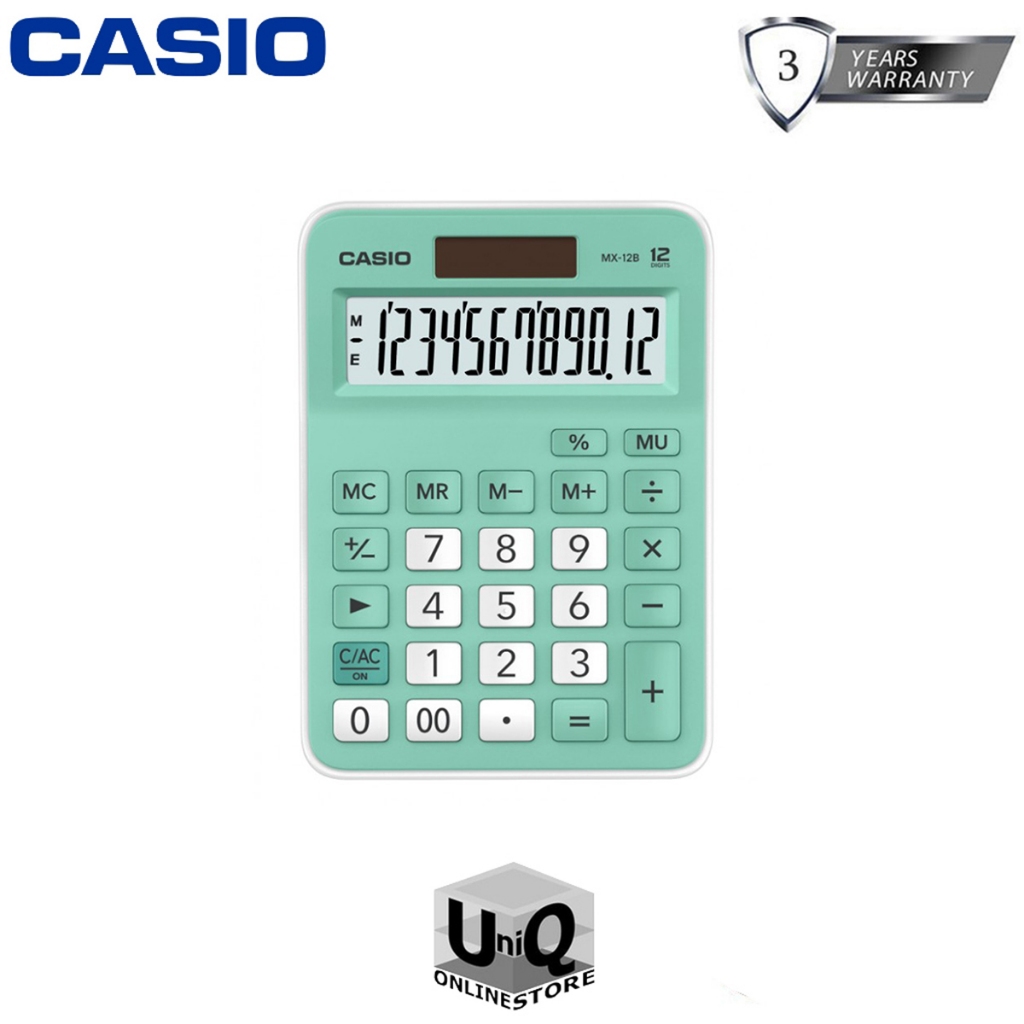 Casio Mx-12B-Gn (Green) Practical Calculator, 12 Digits, Mini Desk Type, Extra Large Display ...